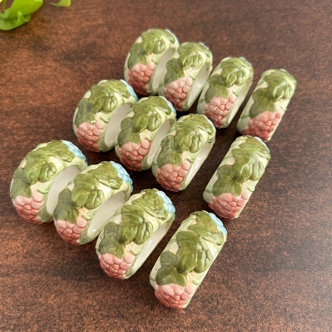 Vera Neumann Grape Ceramic Napkin Rings Set of 12 - Etsy