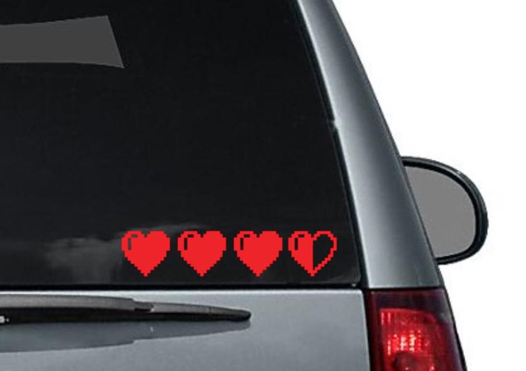 8bit Hearts Video Game Lives Car Decal for Cars Laptops and Other ...