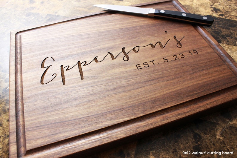 Handmade Cutting Board Personalized Minimalist Script Design | Etsy