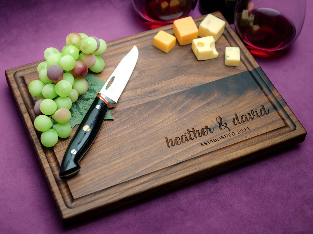 Handmade Cutting Board Personalized Script Corner Design #940 -wedding ...