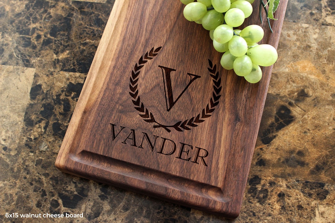 Handmade Cheese Board Personalized Initial Wreath Design 204-wedding ...