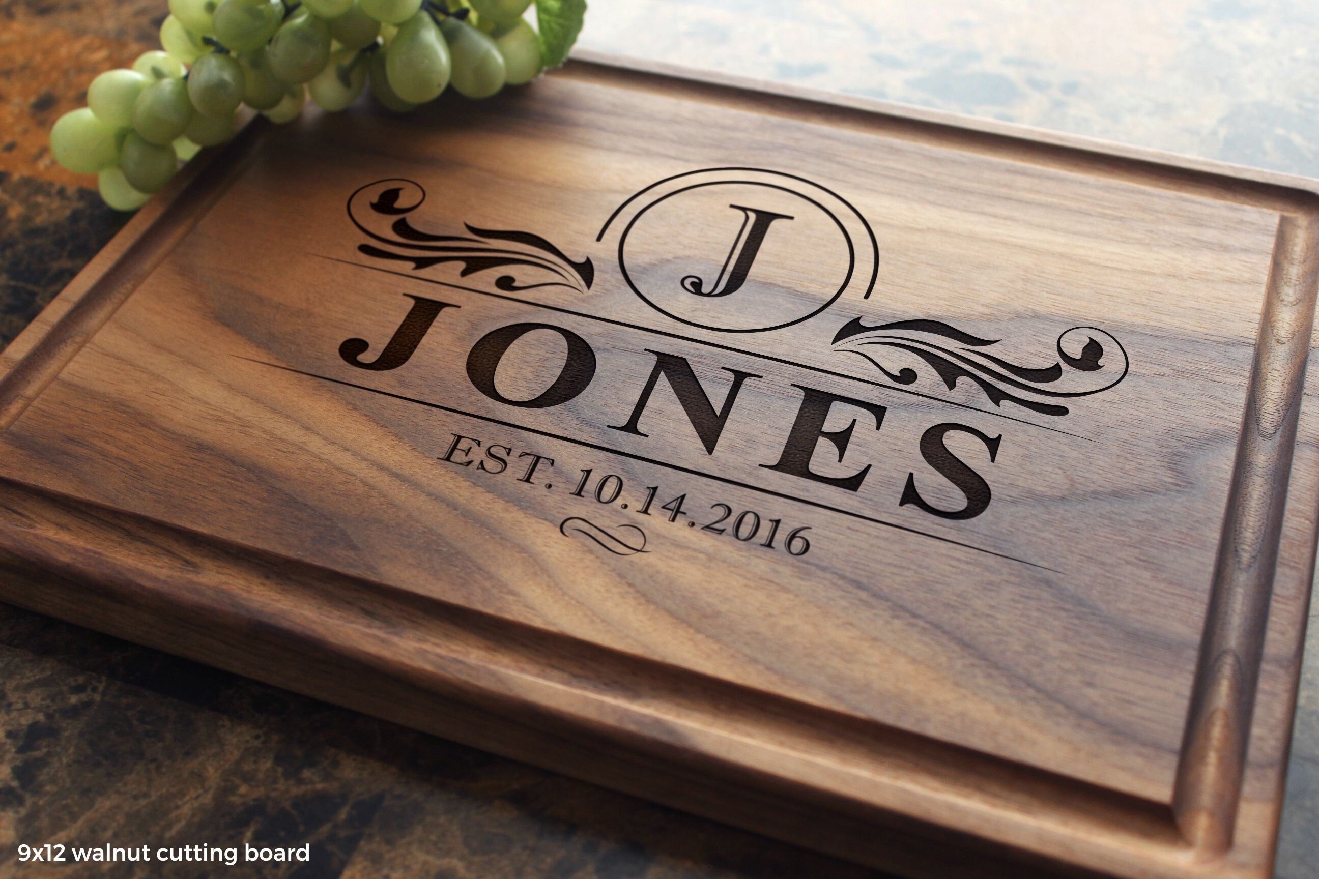 Handmade Cutting Board Personalized Classic Initial Name Design #202 ...