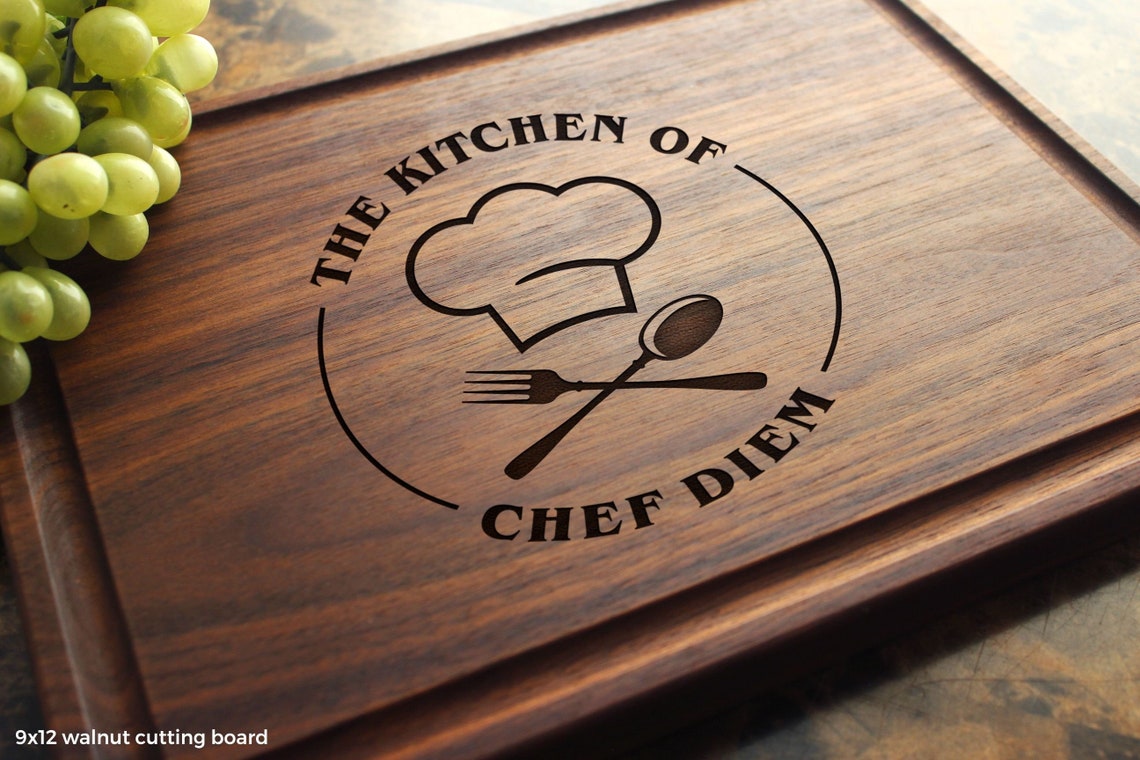 Handmade Cutting Board Personalized Chef's Kitchen Design #501-wedding ...