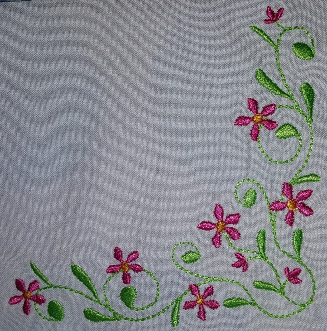 Machine Embroidery Design - Flower Corner Border - Digital Download ...