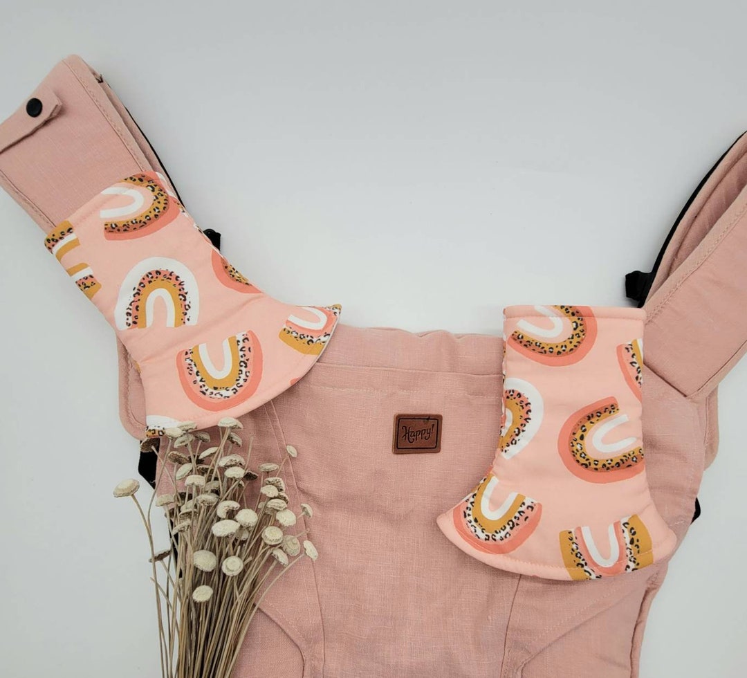 Babycarrier Curved Drool Pads, Cheetah Rainbows on Blush. Fits Happy ...