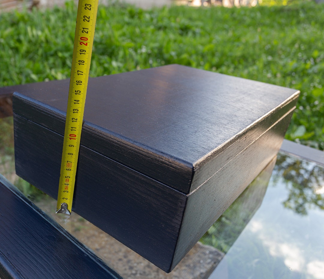 XL Black Wood Memory Box: Handmade Keepsake Storage (41x25x12 Cm) - Etsy