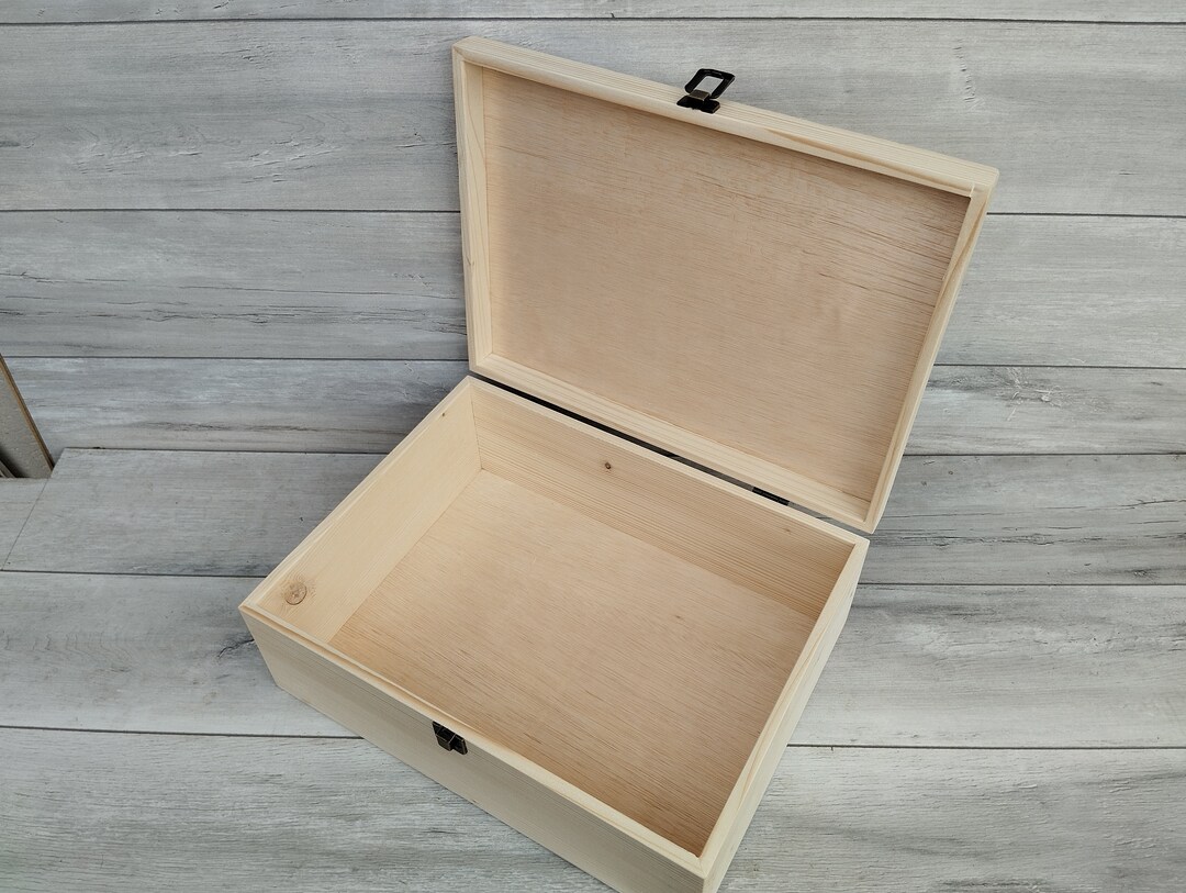 Unfinished Wood Box With Hinges Box--decorative Box /15.7x11.8 X5.9 ...