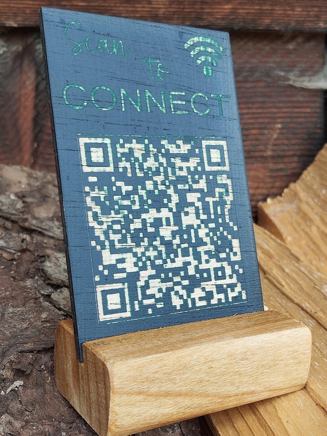 QR Code Menu, QR Code Menu Sign, Wooden Qr Cod Sign, Wi-fi QR Code ...