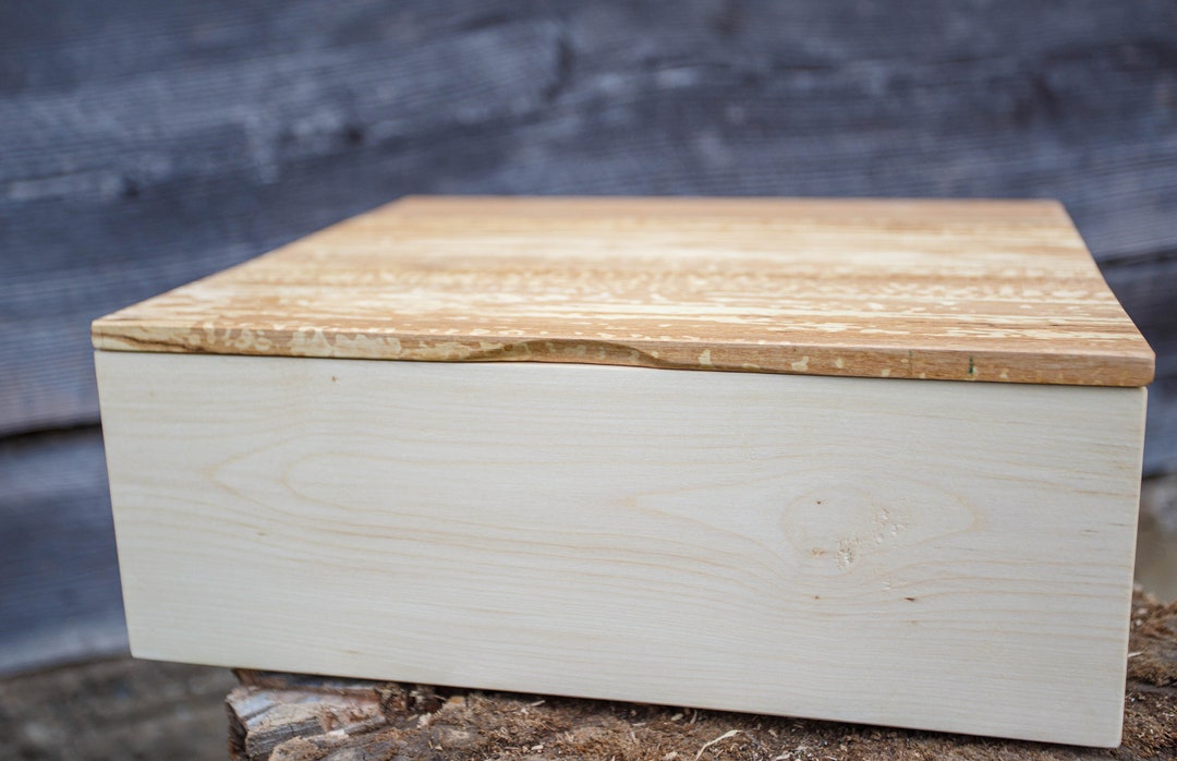 Unfinished Wood Box With Hinges Box Made of Cherry Wood and Spalted ...