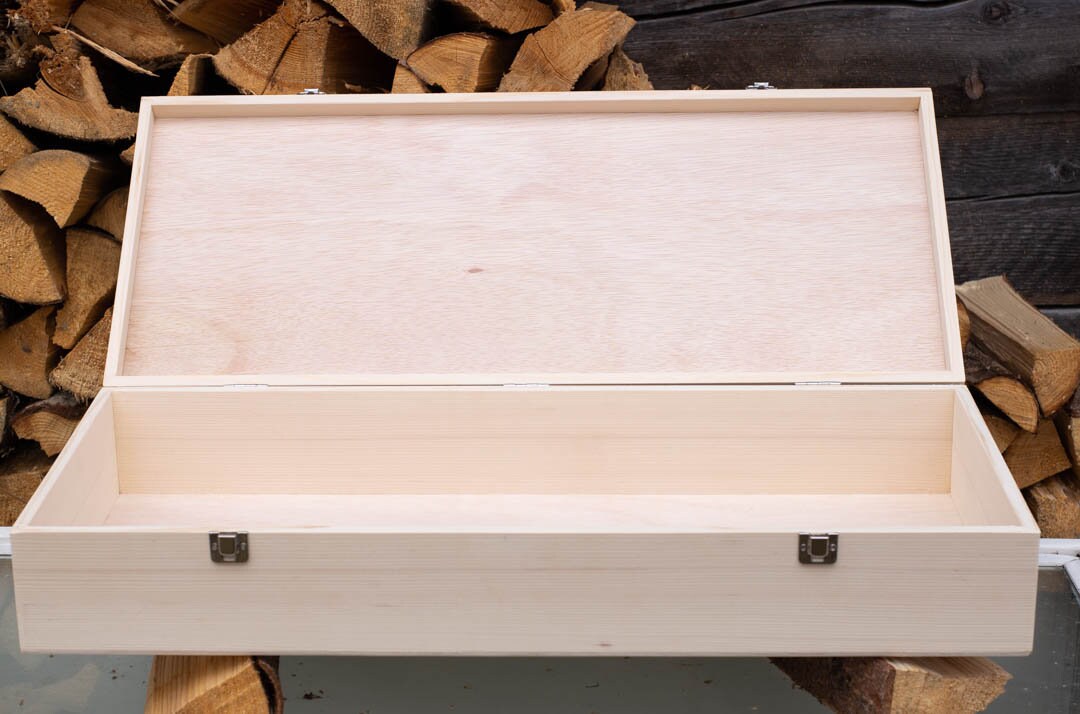 Unfinished Wood Box With Hinges Box--decorative Box /27.5x12x4.5 Inch ...