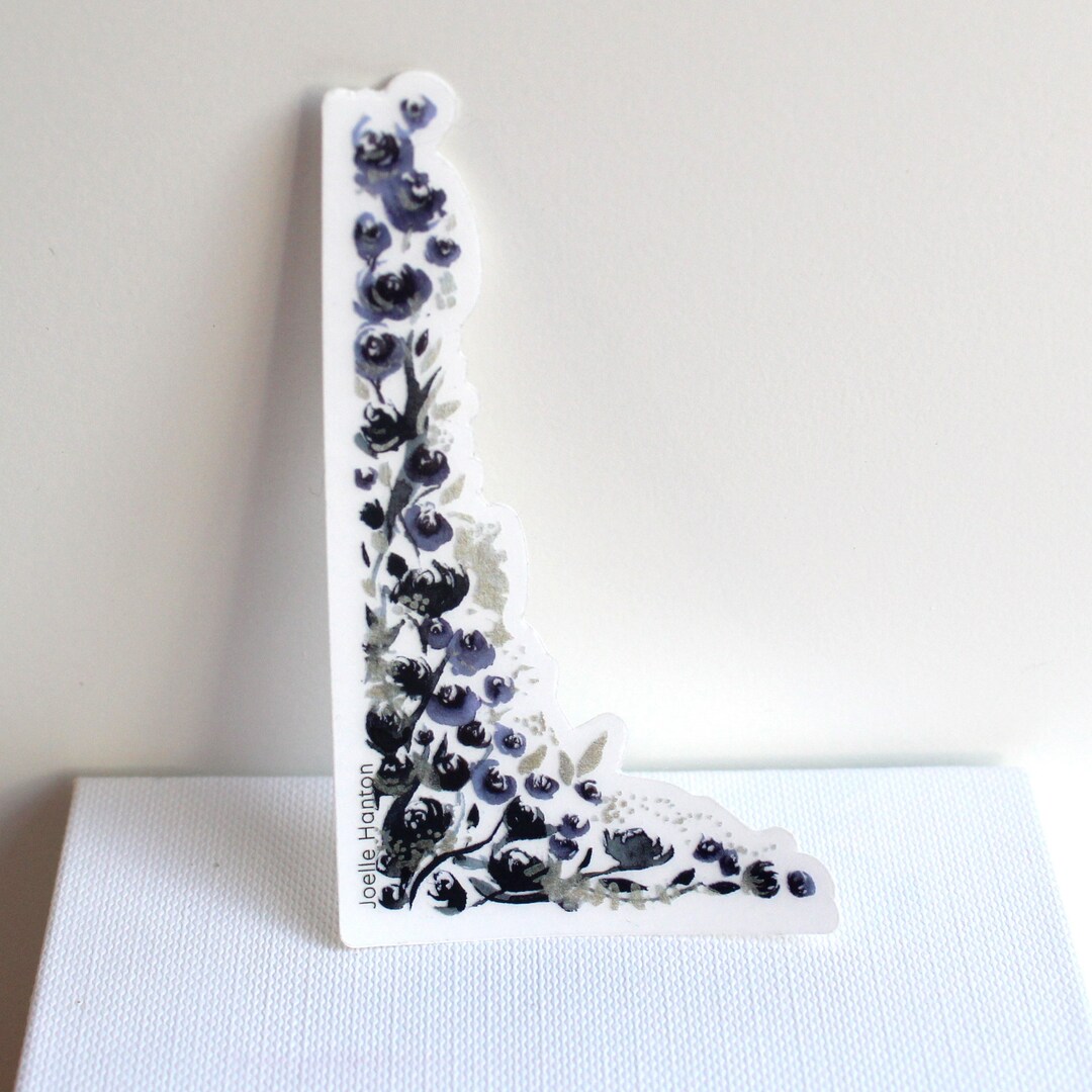 1 Clear Vinyl Corner Sticker Decal- Tiny Black and Gold Roses ...