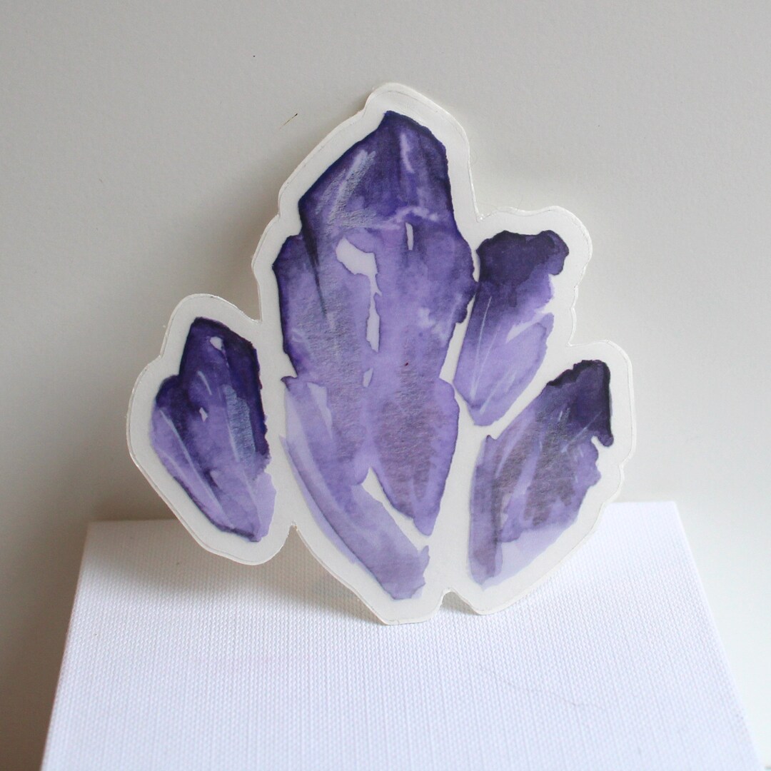 1 Clear Vinyl Decal- Amethyst Watercolor Design- Laptop, Phone Case ...
