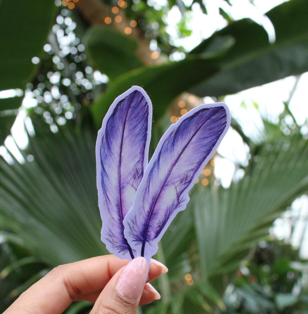 Set of 2 Magical Purple Boho Feather Vinyl Decal-watercolor Design ...