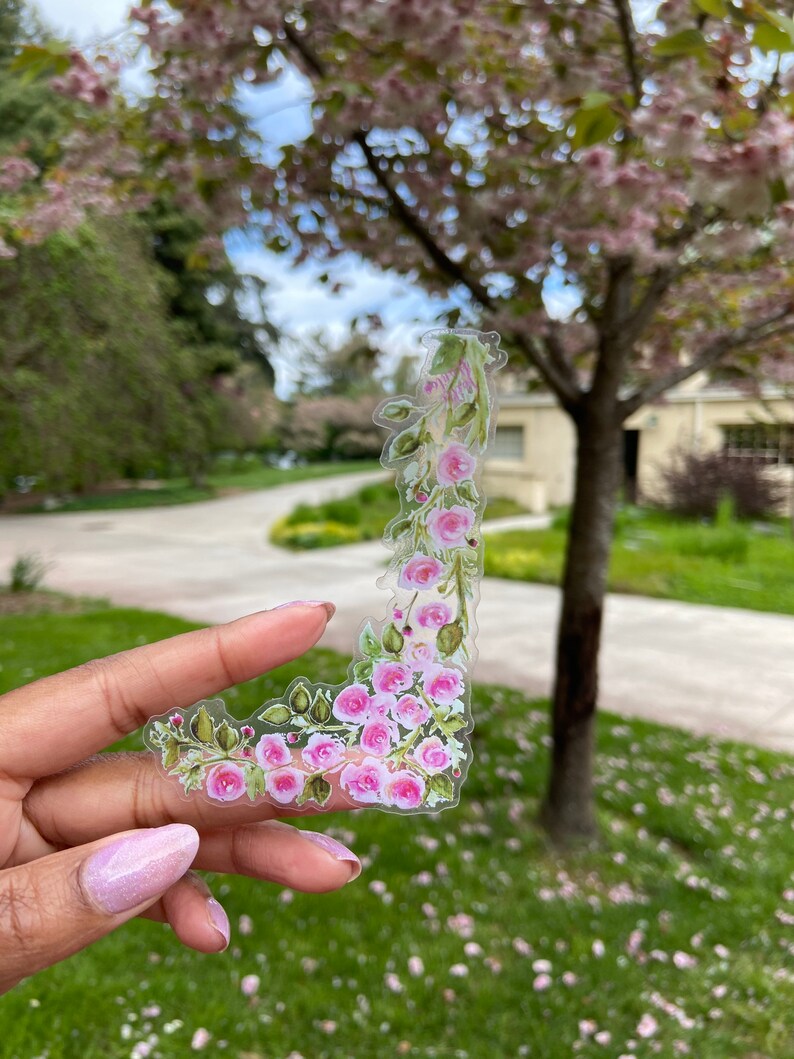 1 Clear Vinyl Corner Sticker Decal- Tiny Pink Roses Watercolor Design ...