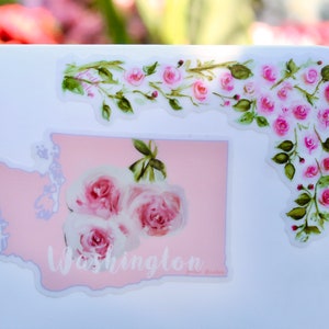 1 Clear Vinyl Corner Sticker Decal- Tiny Pink Roses Watercolor Design ...