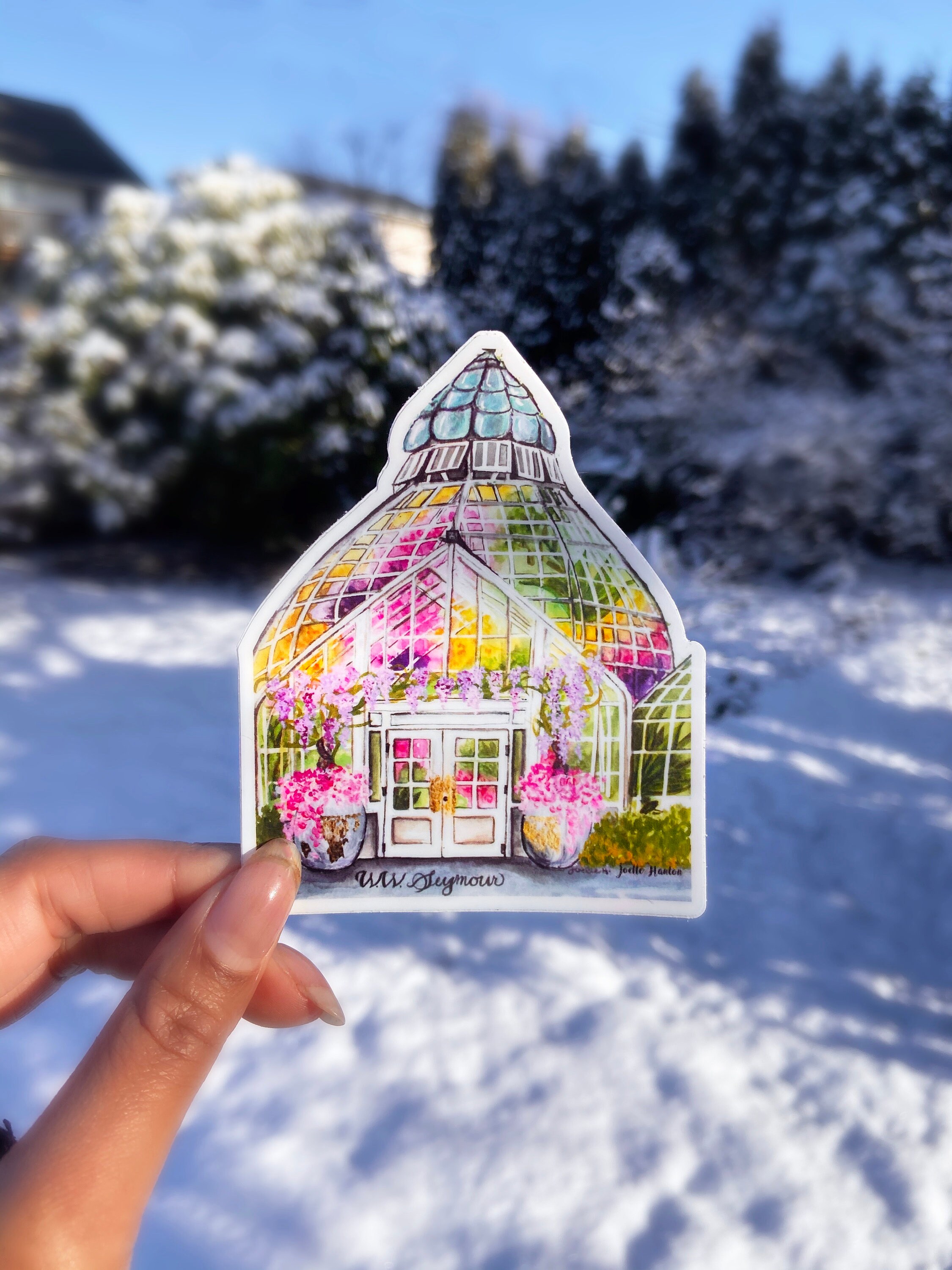 1 Vinyl Decal- Cute Greenhouse Botanical Conservatory Watercolor Design ...
