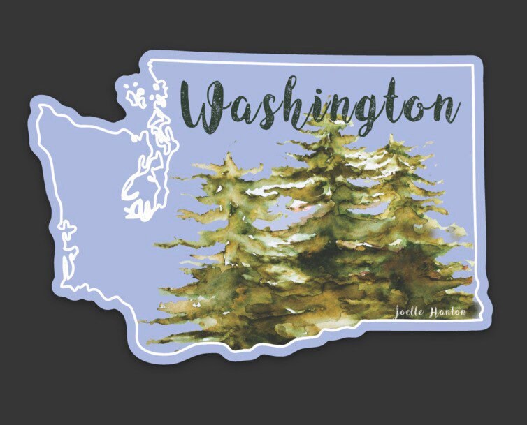 1 Vinyl Decal Sticker-washington State Blue Watercolor Design Laptop ...
