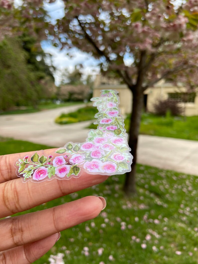 1 Clear Vinyl Corner Sticker Decal- Tiny Pink Roses Watercolor Design ...