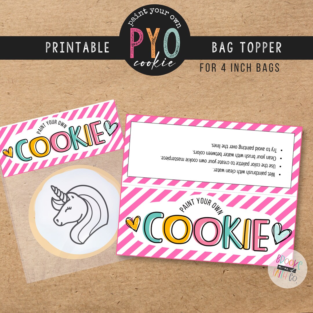 4 Inch PYO Cookie Bag Topper | Paint Your Own Cookie Packaging ...