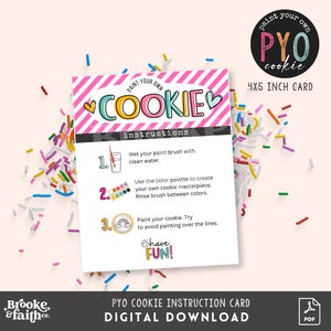 PYO Cookie Instructions Card Printable | 4x5 Paint Your Own Cookie ...