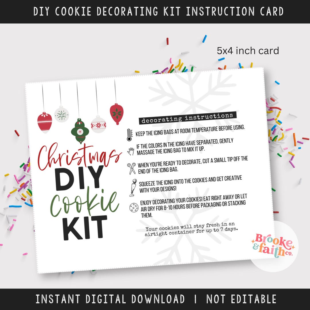 Christmas DIY Cookie Kit Instructions, Printable Holiday Cookie ...