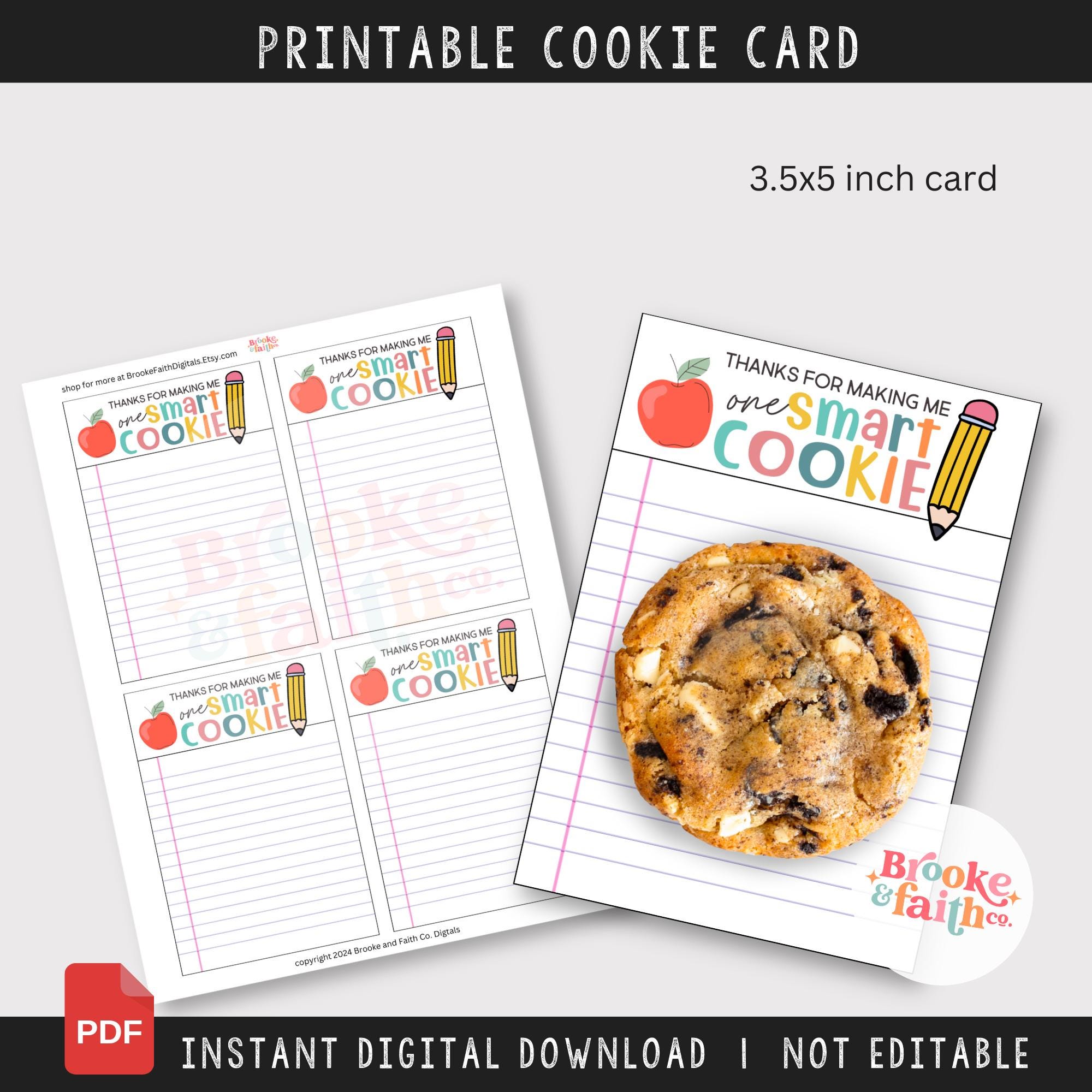 Teacher Gift Cookie Card Printable, Thanks for Making Me One Smart ...