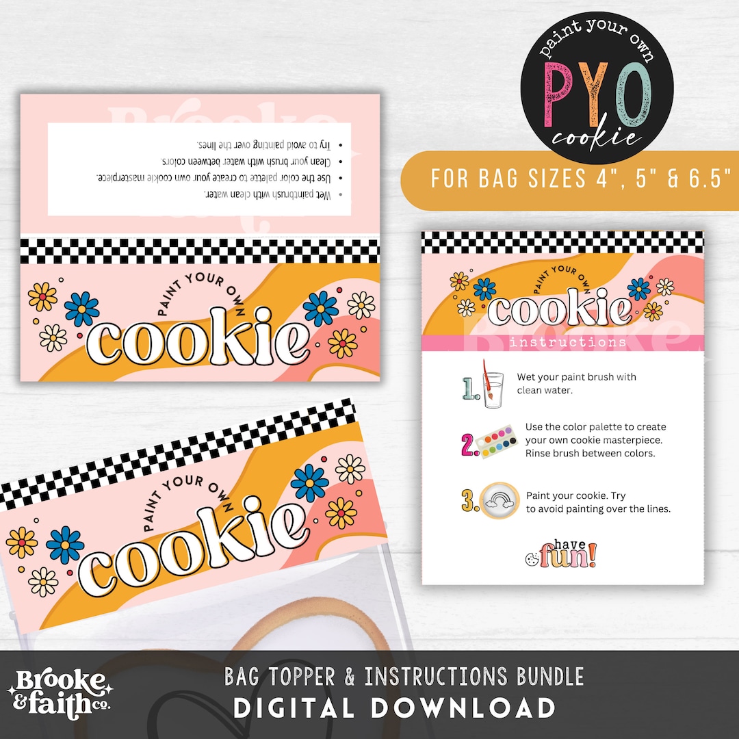PYO Cookie Bag Topper & Instructions Bundle | Retro Floral Paint Your ...