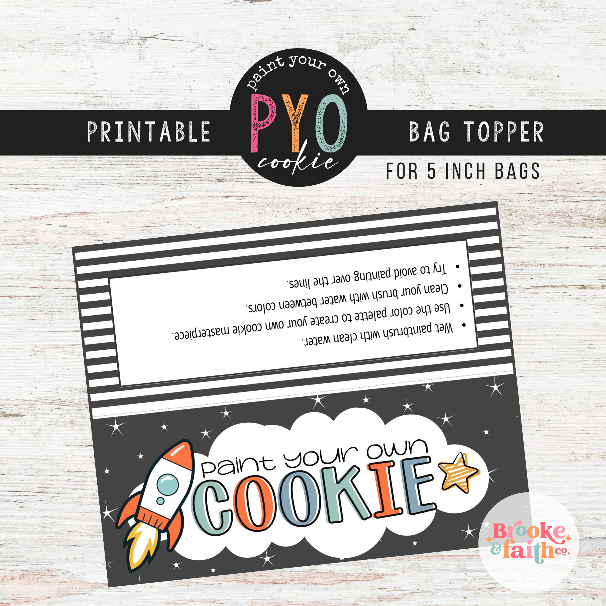PYO Cookie Tag | Paint Your Own Cookie Bag Topper for 5inch Bags | PYO ...