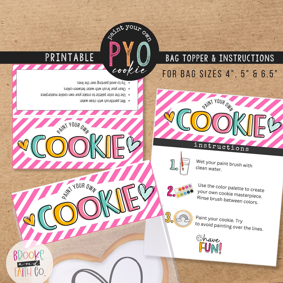 PYO Cookie Bag Topper and Instructions for Paint Your Own Cookie ...