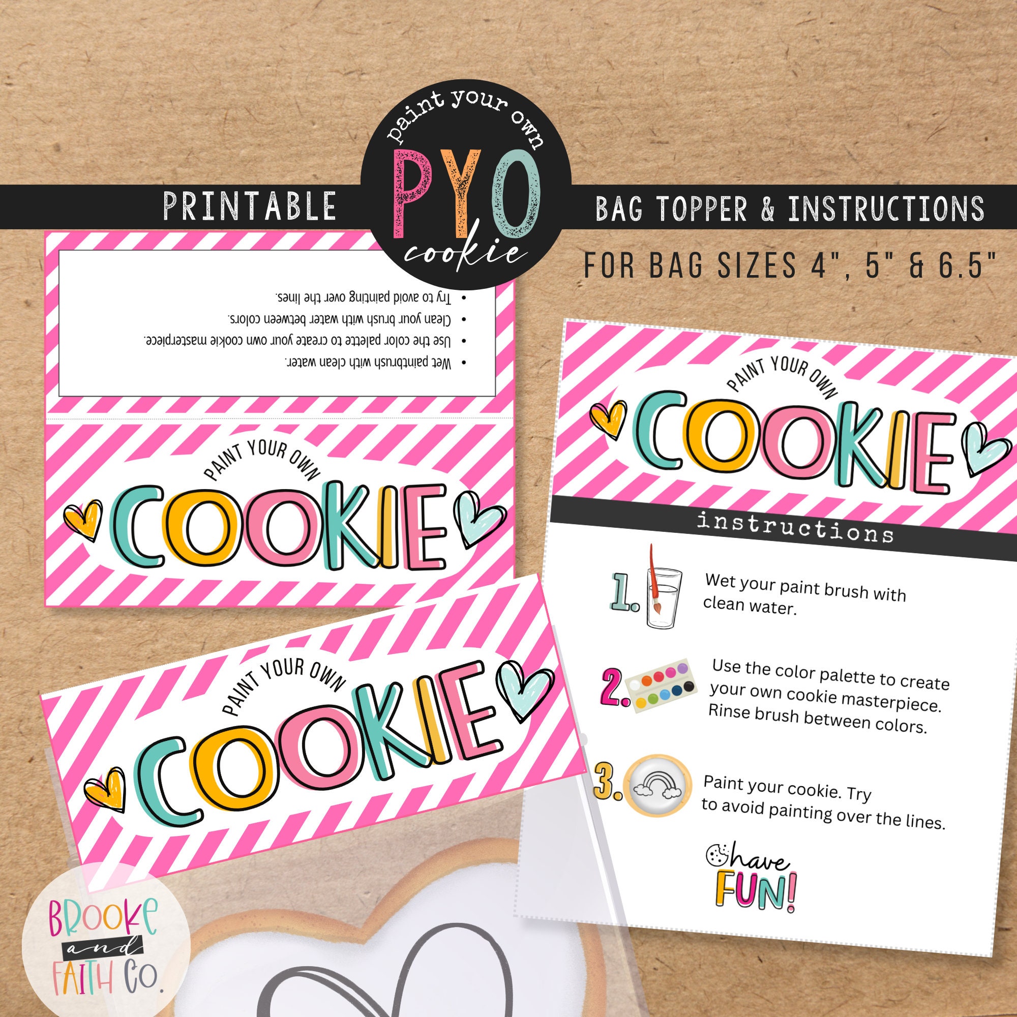 PYO Cookie Bag Topper and Instructions for Paint Your Own Cookie ...