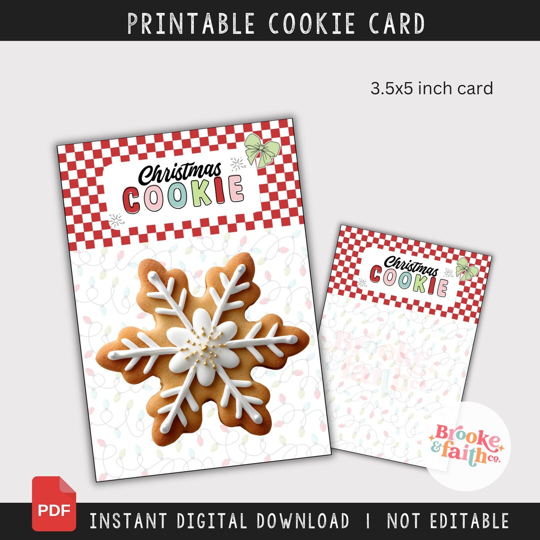 Christmas Cookie Backer Card PDF File- Retro Checker Holiday Treat ...