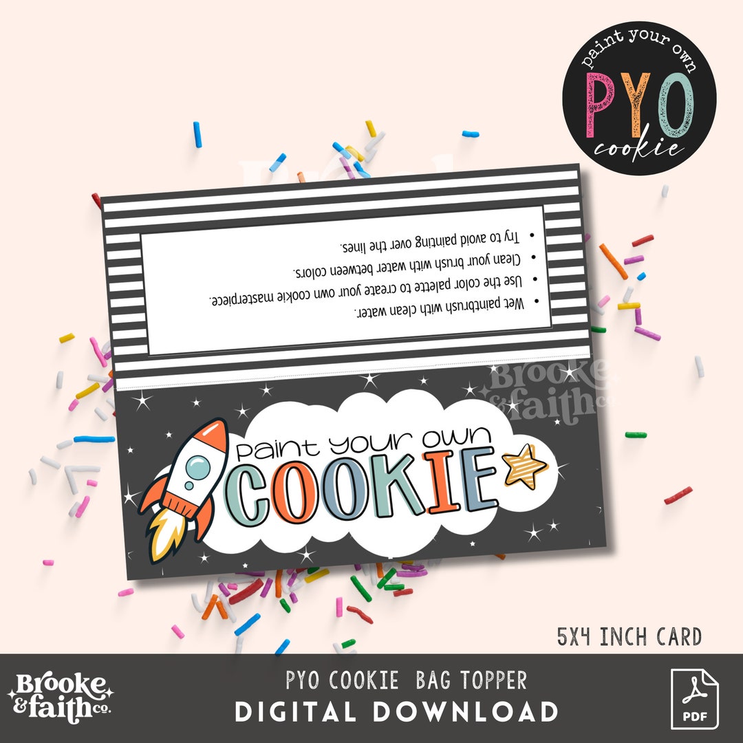 PYO Cookie Tag | Paint Your Own Cookie Bag Topper for 5inch Bags | PYO ...