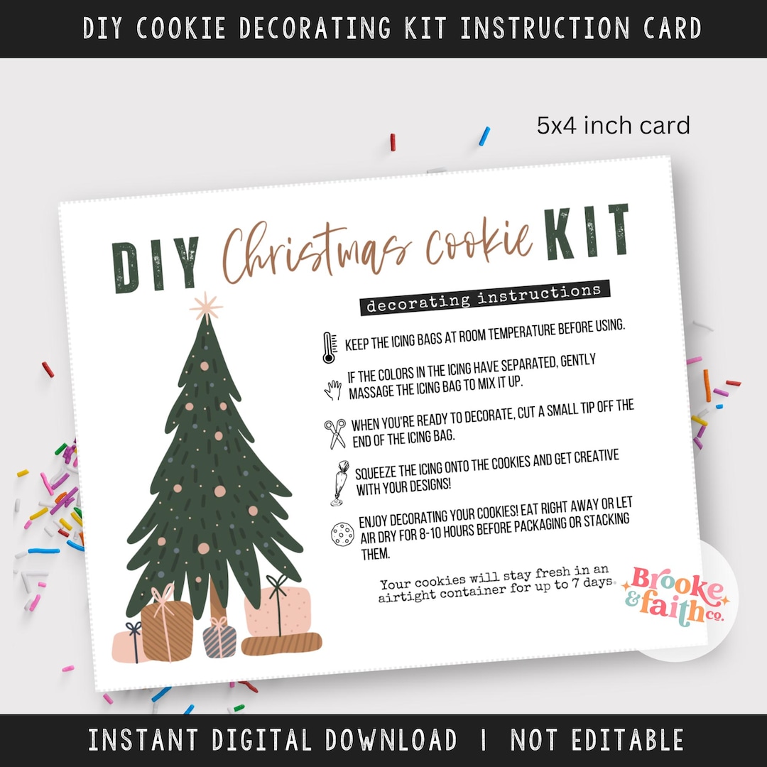 DIY Christmas Cookie Kit Instructions Card, Decorate Your Own Cookie ...