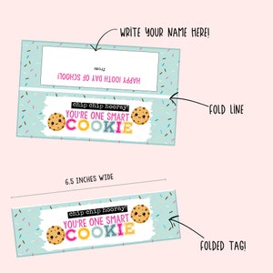 100th Day of School Cookie Tag Topper | 6.5 Inch Cookie Bag Folding Tag ...