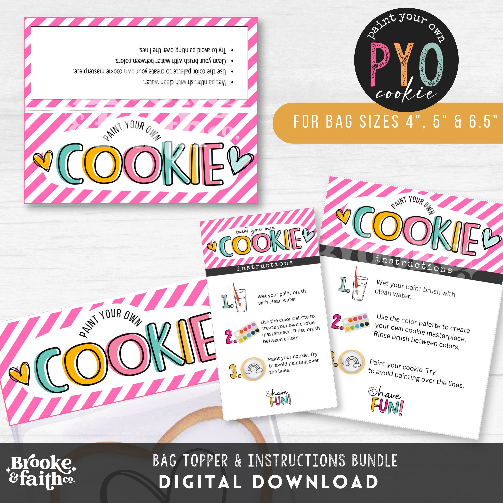 PYO Cookie Bag Topper and Instructions for Paint Your Own Cookie ...