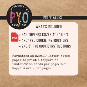 PYO Cookie Bag Topper & Instructions | 4 Inch Bag Topper | 5 Inch Bag ...