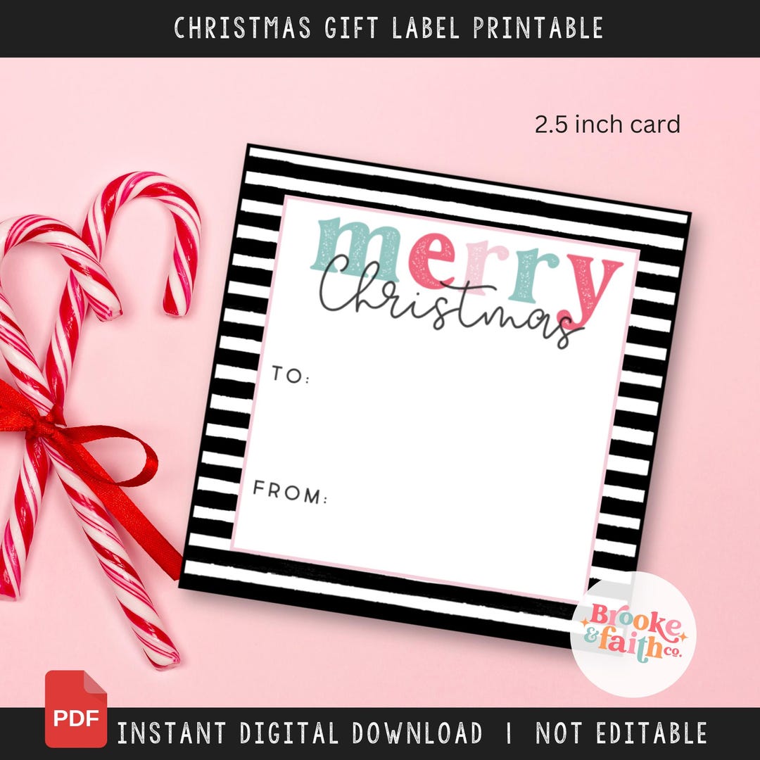 Printable Christmas Gift Tag Label Digital Download, Christmas Gift ...