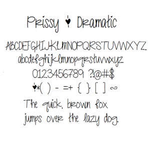 Digital Font Download-handwritten Font for Commercial Use- "prissy & Dramatic"- True Type Font ...