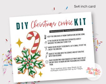 Christmas Cookie Kit Instructions Card Printable, DIY Cookie Decorating ...