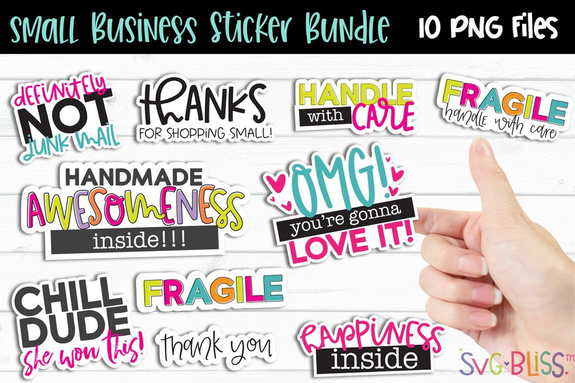 Small Business Stickers Bundle 10 Printable PNG Handmade - Etsy