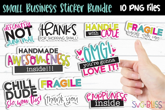 Small Business Stickers Bundle 10 Printable PNG Handmade - Etsy
