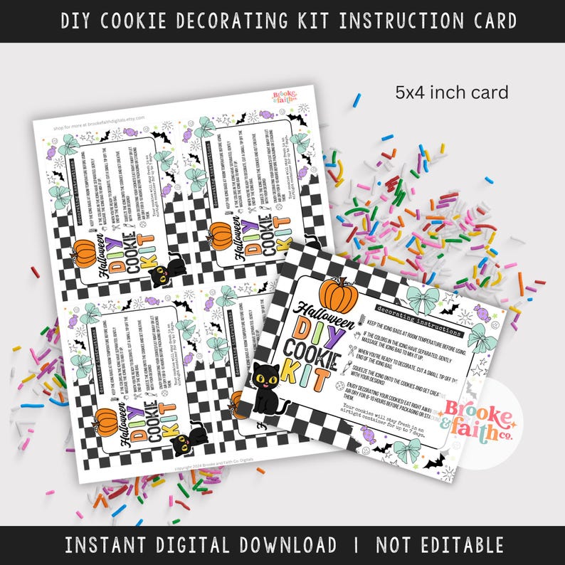 Halloween DIY Cookie Kit Instructions Card, Sugar Cookie Kit Directions ...