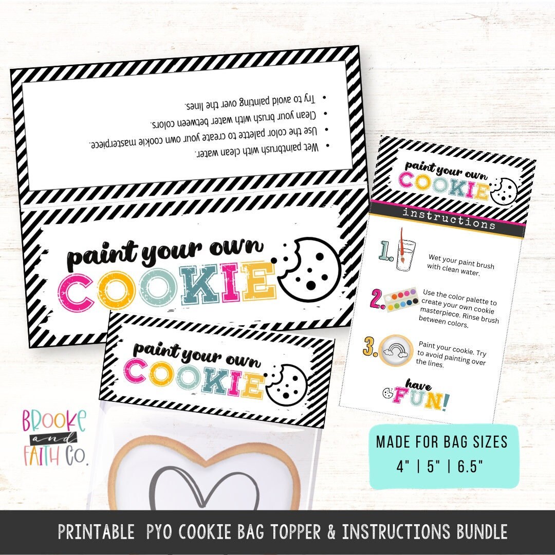 Paint Your Own Cookie Tag Topper 5x4 Inch PYO Cookie Bag Folding Tag ...