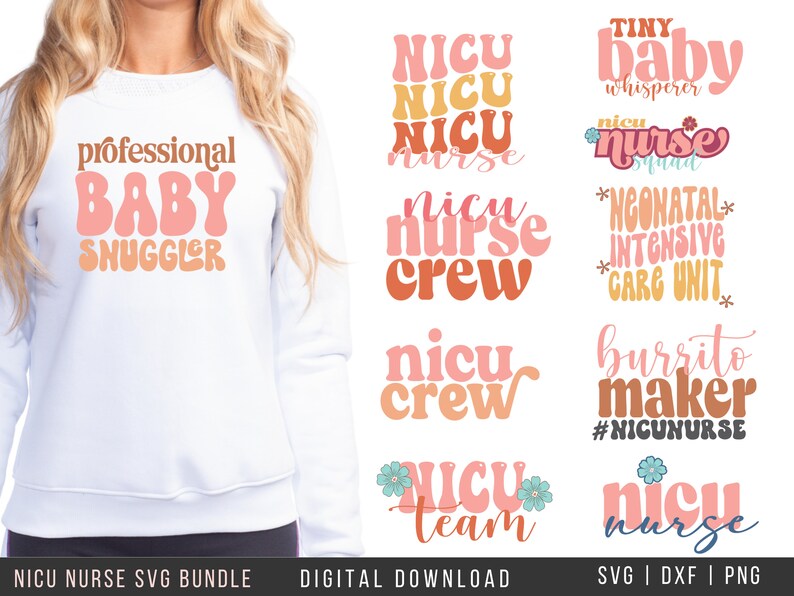 NICU Nurse SVG Bundle | Neonatal Nurse T-shirt Design Digital Download ...