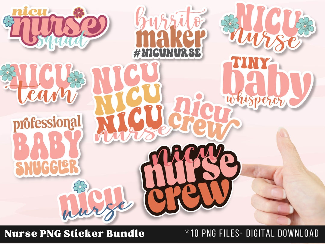 NICU Nurse PNG Sticker Bundle | Neonatal Nurse Stickers | Printable ...