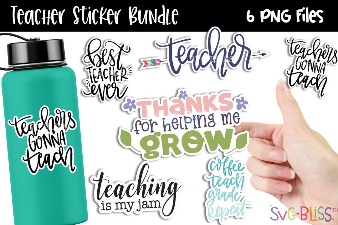 Teacher PNG Sticker Bundle- Teacher Digital Download Sticker Designs ...