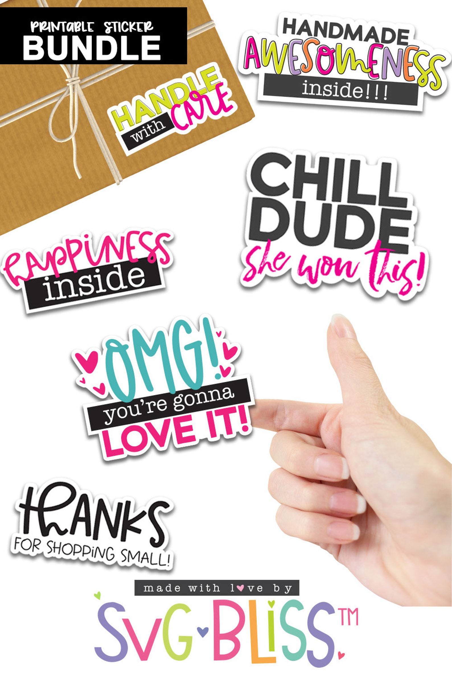 Small Business Stickers Bundle 10 Printable PNG Handmade - Etsy