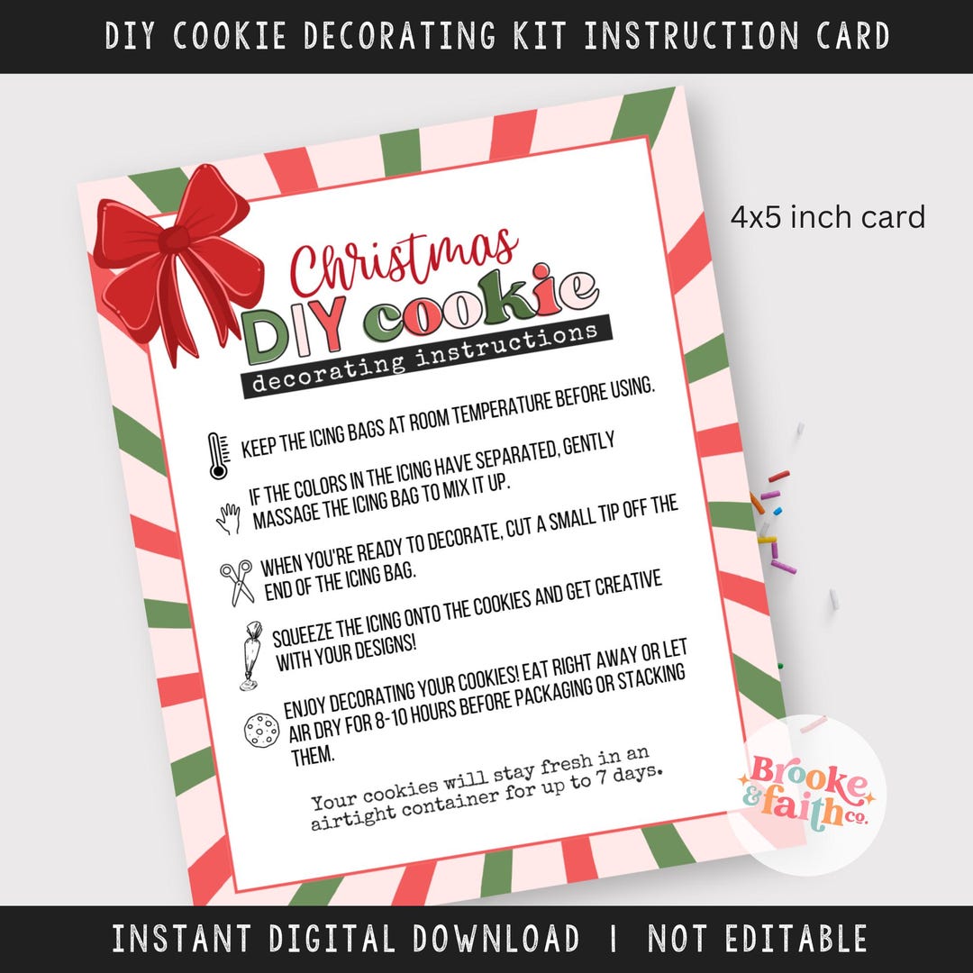 Christmas DIY Cookie Printable Card, Holiday Cookie Decorating Kit ...