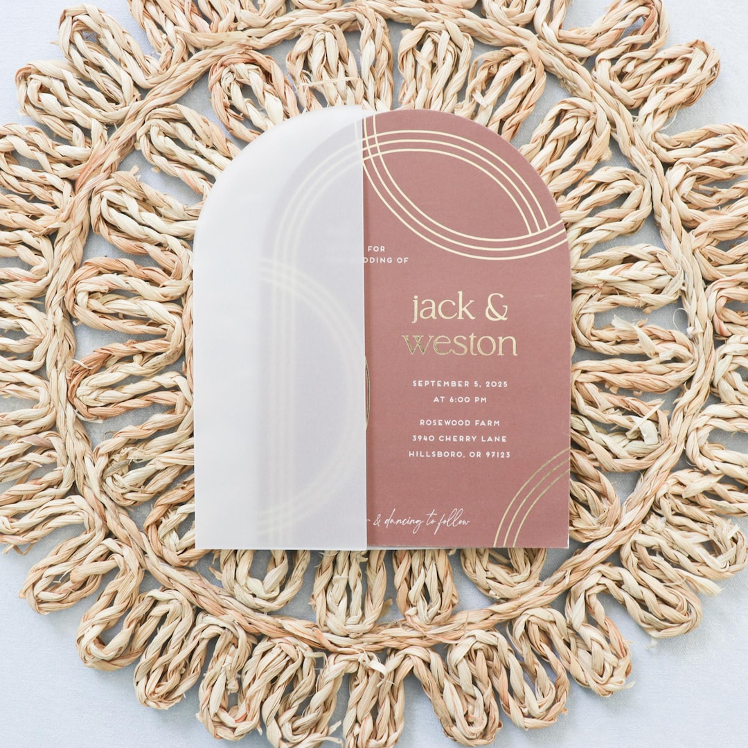 Blank Arch Vellum Wrap for Wedding Invites | Arch Vellum Jackets for ...