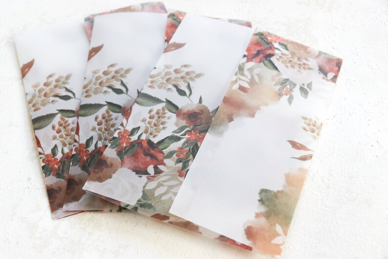 Fall Floral Vellum Wraps for Wedding Invitations Printed DIY - Etsy